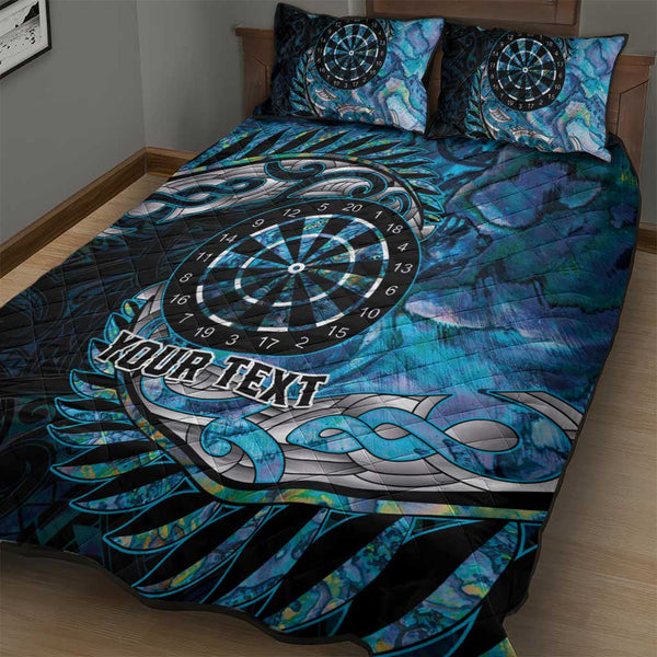 New Zealand Darts Personalised Quilt Bed Set Aotearoa Silver Fern Blue ...