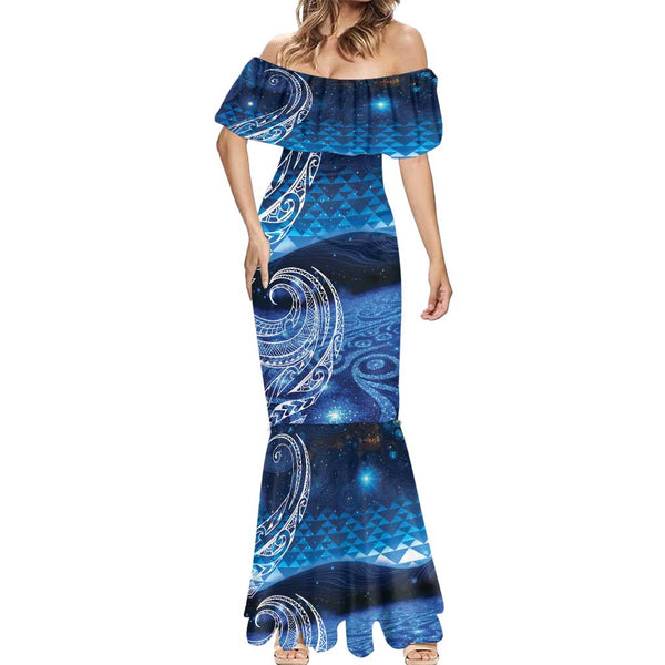 New Zealand Matariki Mermaid Dress Taniko Aramoana With Koru Galaxy Sky ...