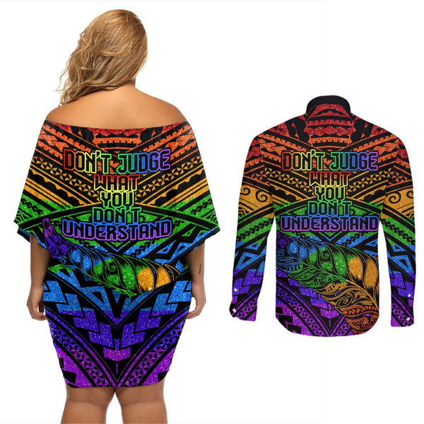 New Zealand LGBT Fern Heart Couples Matching Off Shoulder Short Dress ...