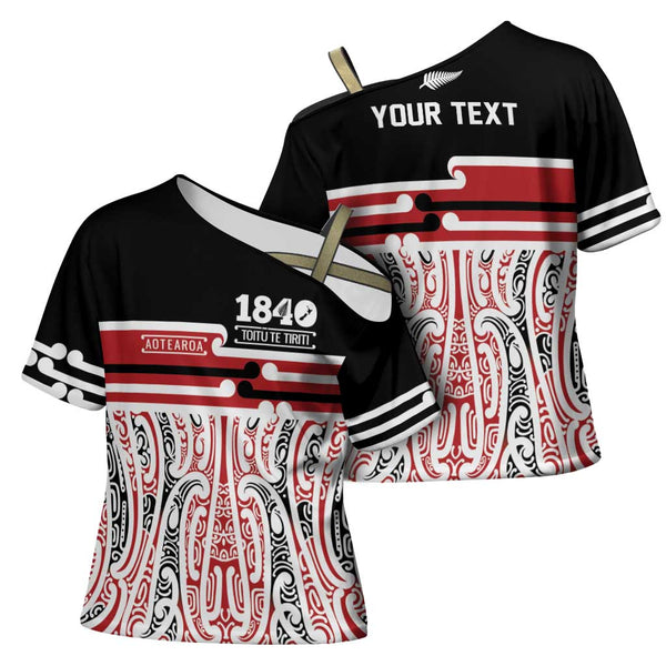 Personalised Toitu Te Tiriti Aotearoa 1840 Cross Shoulder Shirt Red ...