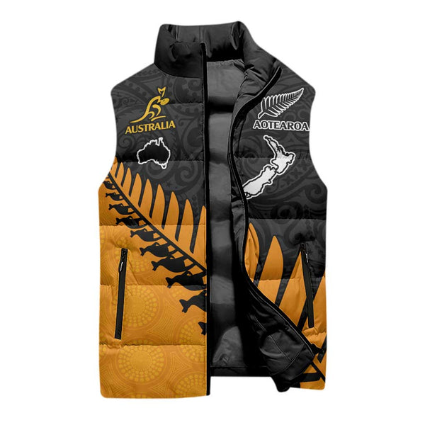 Australia New Zealand Rugby Sleeveless Puffer Jacket Gold Aboriginal ...