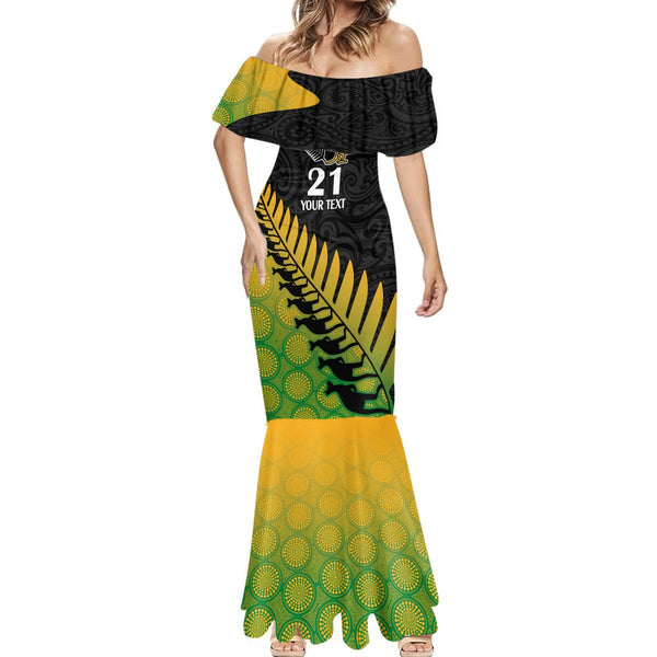Custom Australia Wallabies and Aotearoa Rugby Mermaid Dress Kangaroo ...
