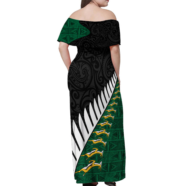 South Africa and Aotearoa Rugby Off Shoulder Maxi Dress Springboks ...