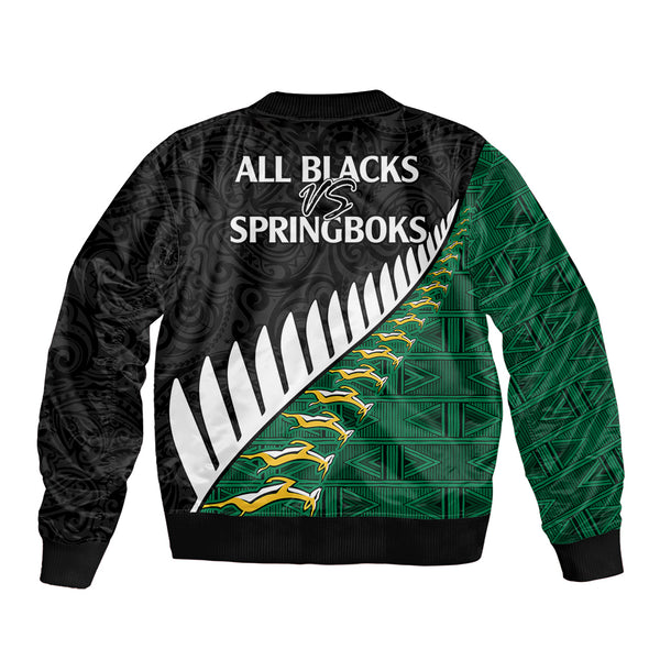 South Africa and Aotearoa Rugby Sleeve Zip Bomber Jacket Springboks ...