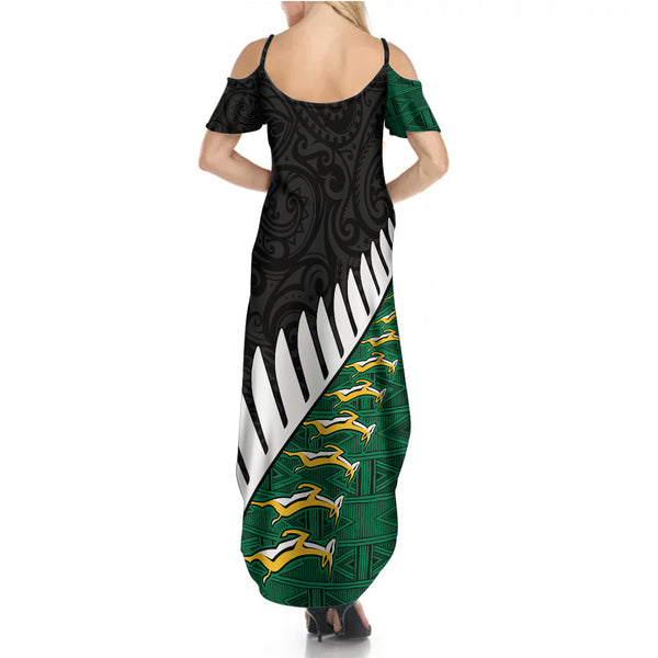 South Africa and Aotearoa Rugby Summer Maxi Dress Springboks Black Fern ...