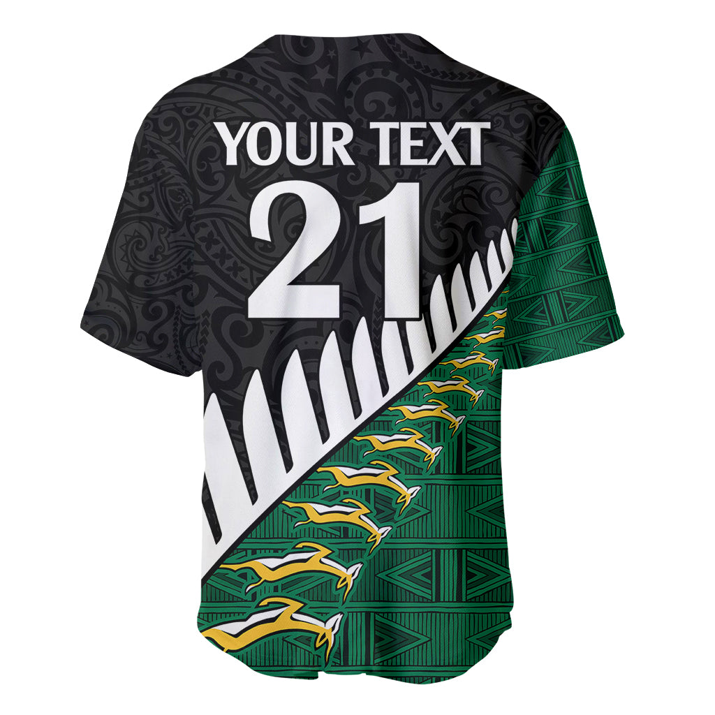 Custom South Africa and Aotearoa Rugby Baseball Jersey Springboks Black ...