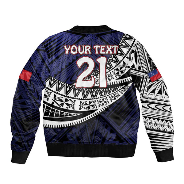 Custom Samoa Rugby Pacific Sleeve Zip Bomber Jacket Samoan Warrior ...