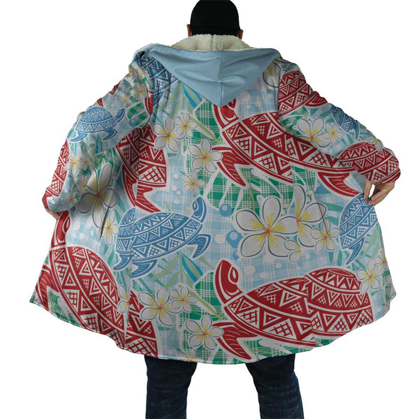 Palaka with Honu and Plumeria Cloak Hawaiian Heritage Spirit LT9