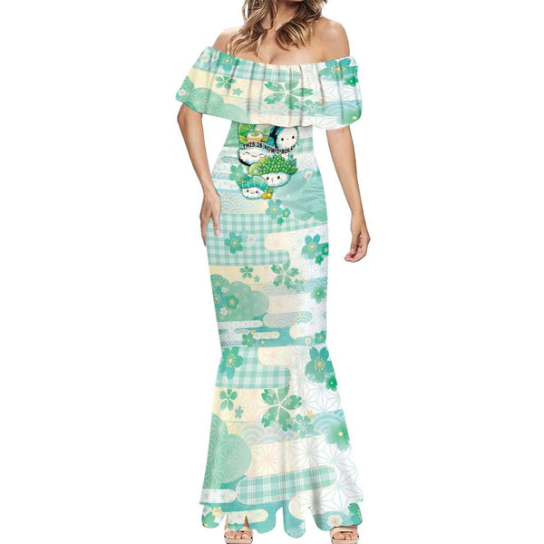 Personalized Japanese Kawaii Sushi Mermaid Dress Green Wagara Palaka ...