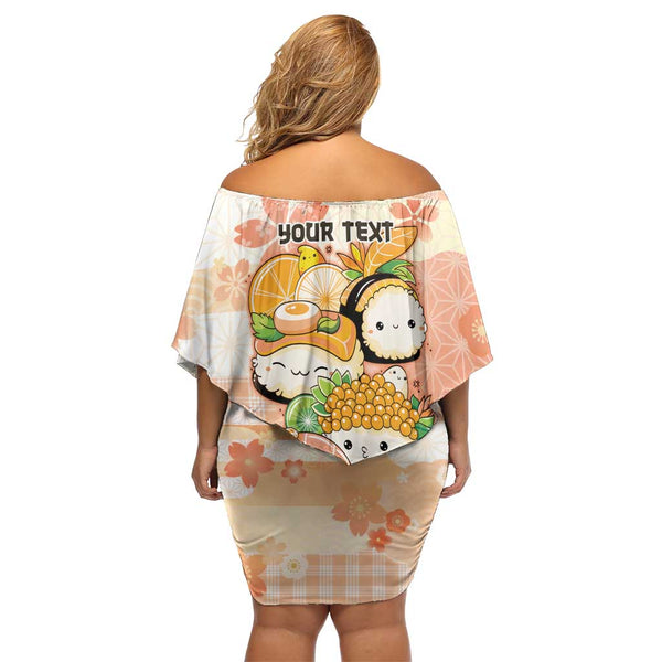 Personalized Japanese Kawaii Sushi Off Shoulder Short Dress Peach ...