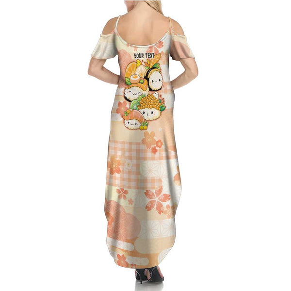 Personalized Japanese Kawaii Sushi Summer Maxi Dress Peach Wagara ...