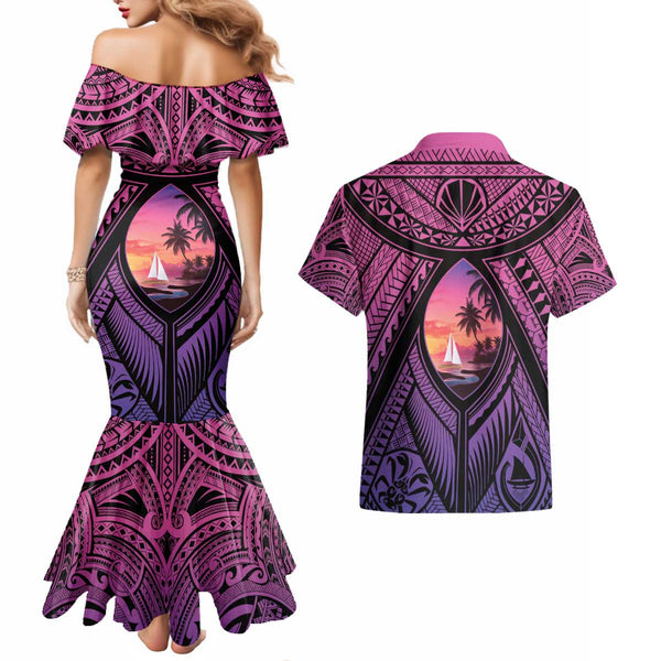 Guam Chamorro Artsy Couples Matching Mermaid Dress and Hawaiian Shirt ...