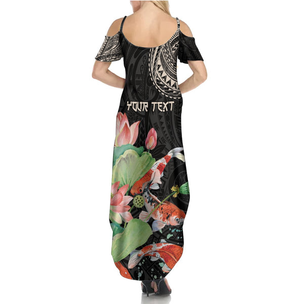 Personalized Japanese Koi Fish Summer Maxi Dress with Polynesian ...
