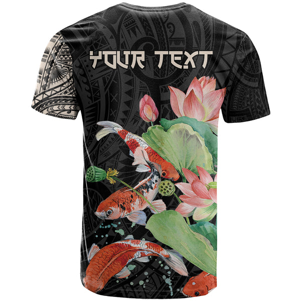 Personalized Japanese Koi Fish T Shirt with Polynesian Pattern LT9