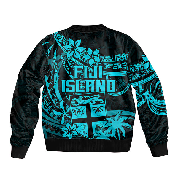 Fiji Islands Sleeve Zip Bomber Jacket Coat of Arms Fijian Flower ...