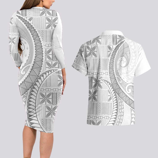 Niue White Sunday Couples Matching Long Sleeve Bodycon Dress and ...