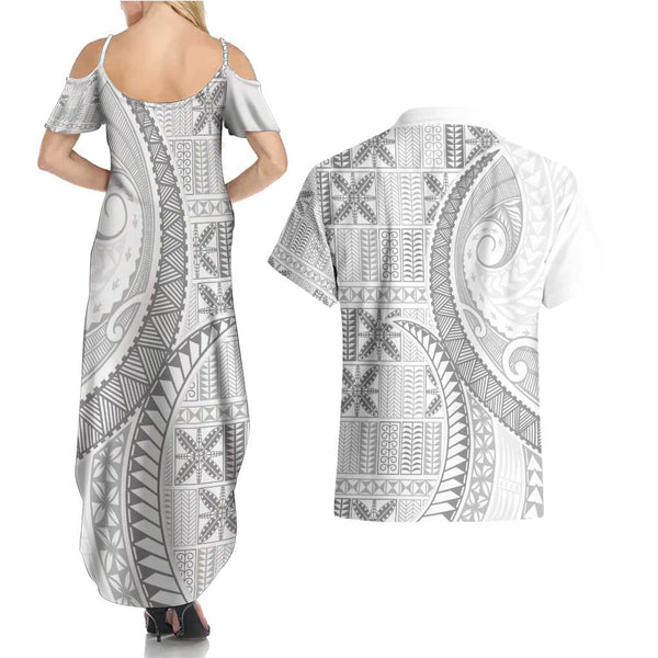 Niue White Sunday Couples Matching Summer Maxi Dress and Hawaiian Shirt ...