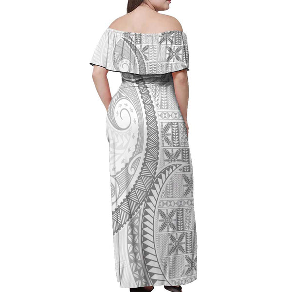 Niue White Sunday Off Shoulder Maxi Dress Niuean Lotu Tamaiti Hiapo ...