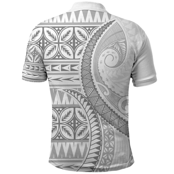 Polynesian White Sunday Polo Shirt Lotu Tamaiti Melanesian Pattern LT9