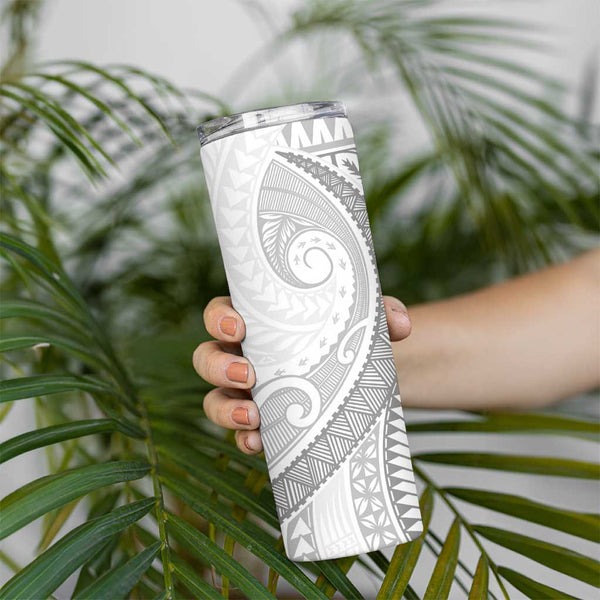 Polynesian White Sunday Skinny Tumbler Lotu Tamaiti Melanesian Pattern LT9