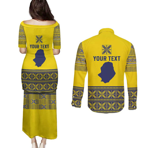 Niue Crab Personalised Couples Matching Puletasi and Long Sleeve Button ...