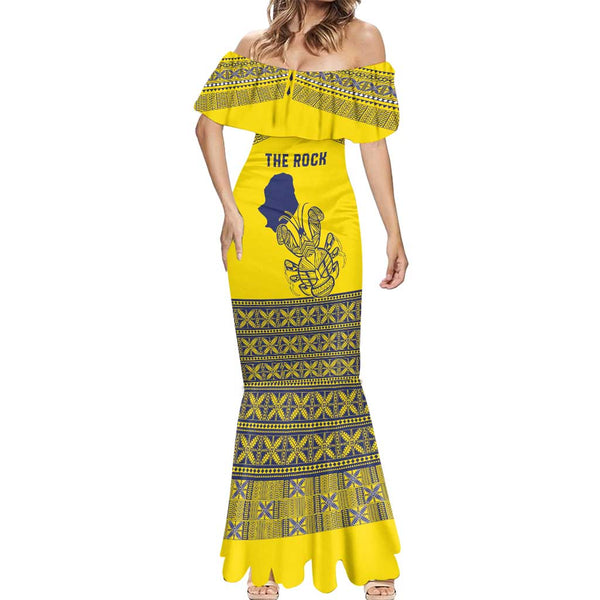Niue Crab Personalised Mermaid Dress Niuean Hiapo Pattern LT9