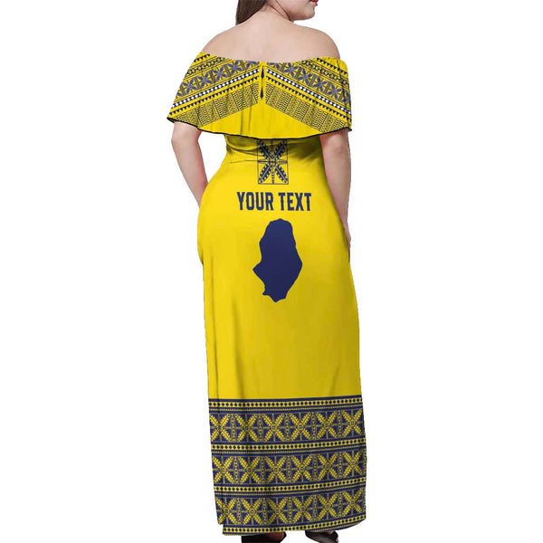Niue Crab Personalised Off Shoulder Maxi Dress Niuean Hiapo Pattern LT9