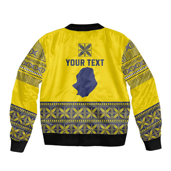 Niue Crab Personalised Sleeve Zip Bomber Jacket Niuean Hiapo Pattern LT9