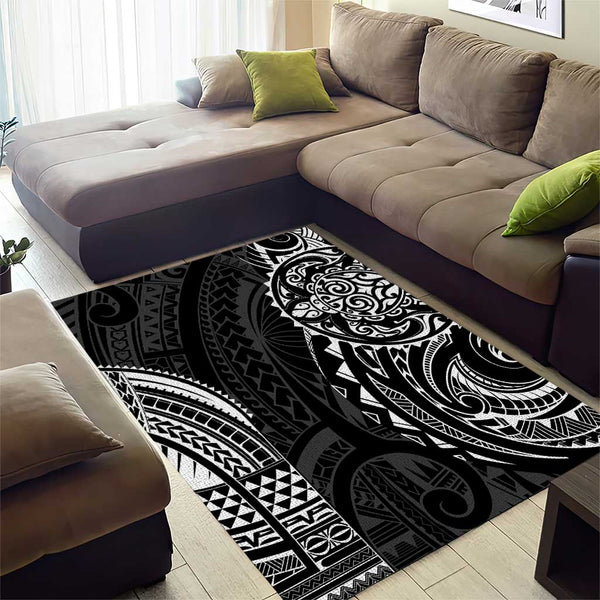 Polynesian Turtle Tribal Tattoo Area Rug Black Style LT9