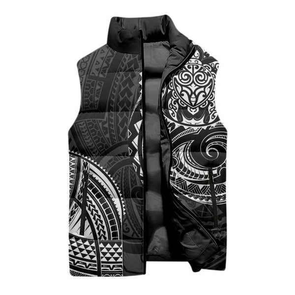 Polynesian Turtle Tribal Tattoo Sleeveless Puffer Jacket Black Style LT9
