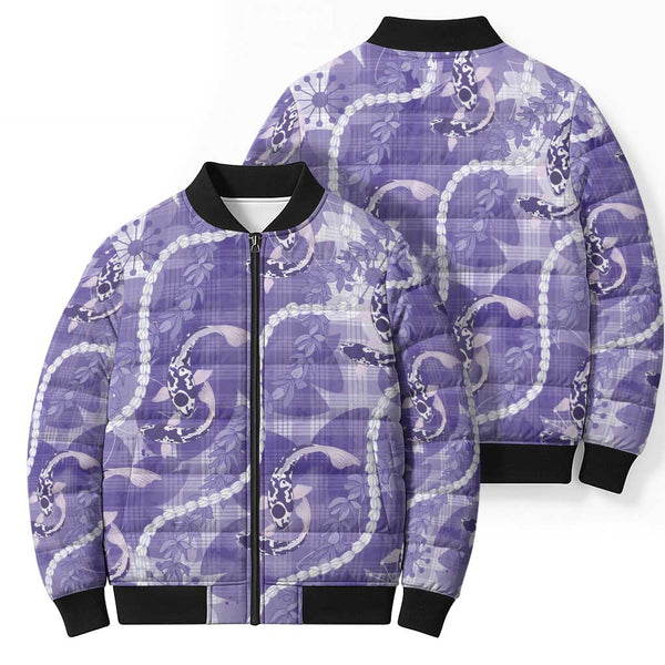 Japanese Koi Fish Bomber Puffer Jacket Purple Wagara Palaka Honohono ...