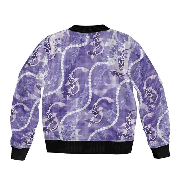 Japanese Koi Fish Sleeve Zip Bomber Jacket Purple Wagara Palaka ...