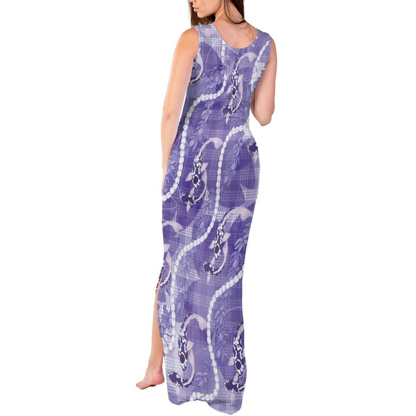 Japanese Koi Fish Tank Maxi Dress Purple Wagara Palaka Honohono Pikake ...