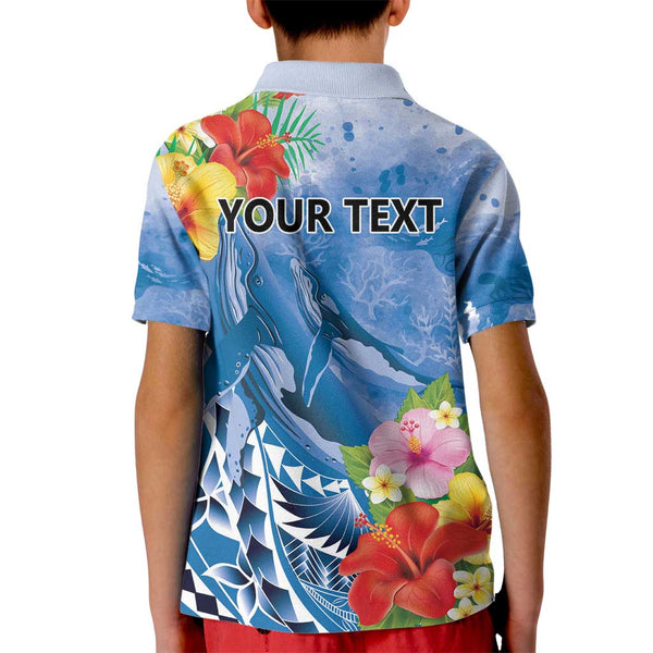 Personalised Yap States Humpback Whale Kid Polo Shirt Polynesian ...