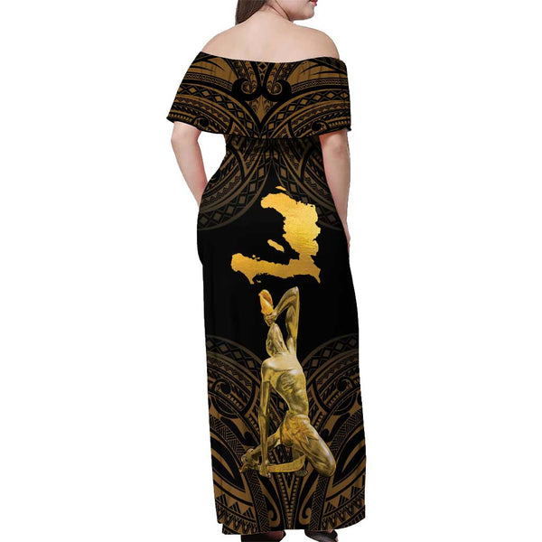 Haitian Negre Marron 1804 Off Shoulder Maxi Dress Gold Polynesian ...