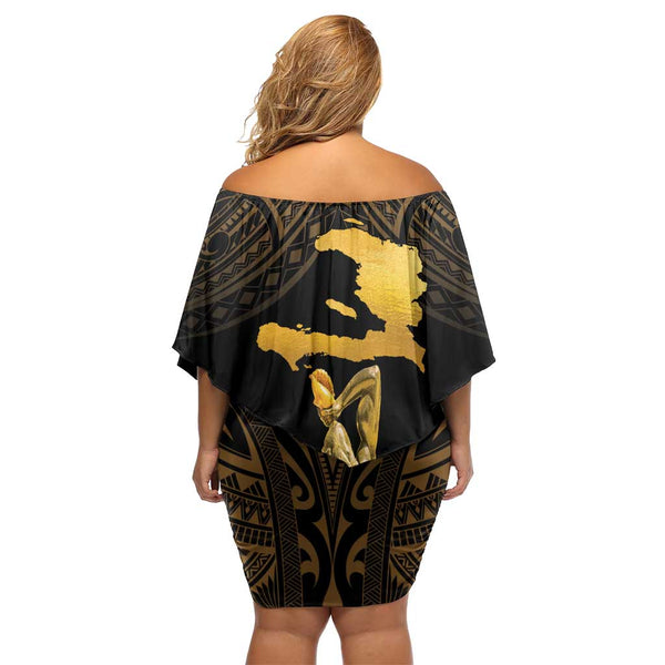 Haitian Negre Marron 1804 Off Shoulder Short Dress Gold Polynesian ...