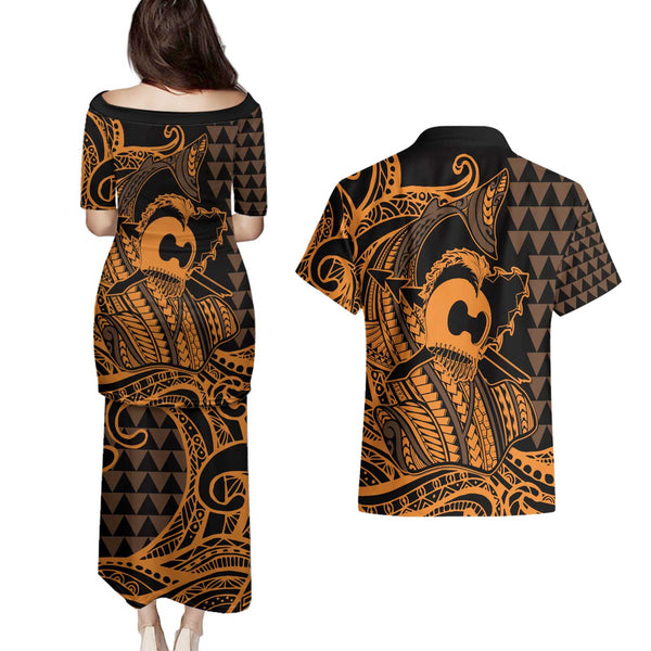 Koa Ikaika Warrior Helmet with Shark Couples Matching Puletasi and ...