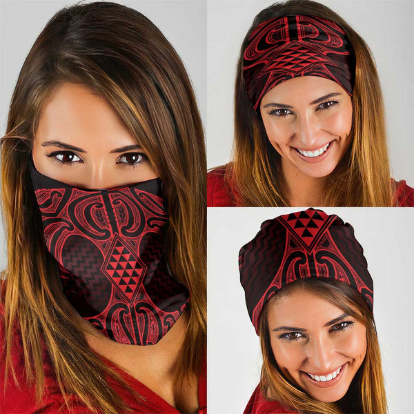 Whero Maori Ta Moko Poutama Art Neck Gaiter LT9