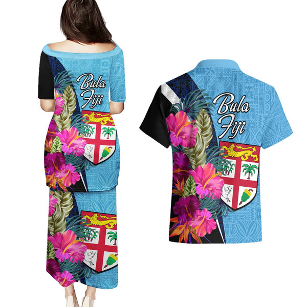 Bula Fiji Vintage Fijian Masi Pattern Couples Matching Puletasi Dress ...