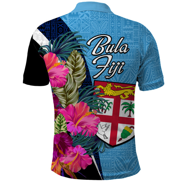 Bula Fiji Vintage Fijian Masi Pattern Polo Shirt Blue Unique LT9