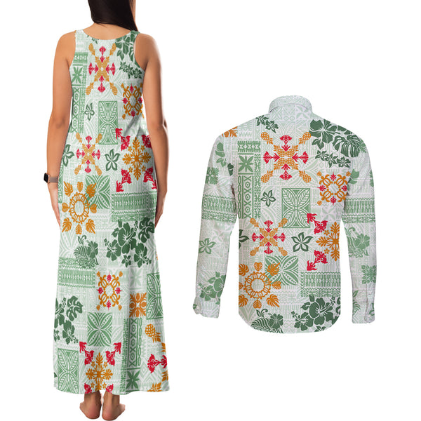 Hawaii Tapa Tribal Couples Matching Tank Maxi Dress and Long Sleeve ...