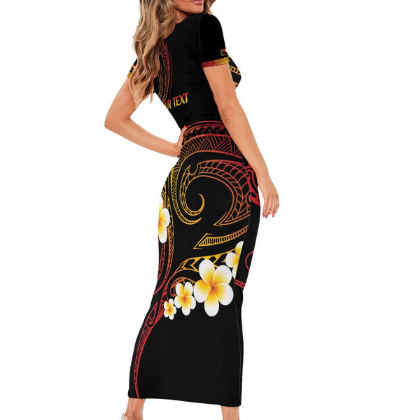 Personalised Papua New Guinea Sepik Short Sleeve Bodycon Dress Plumeria ...