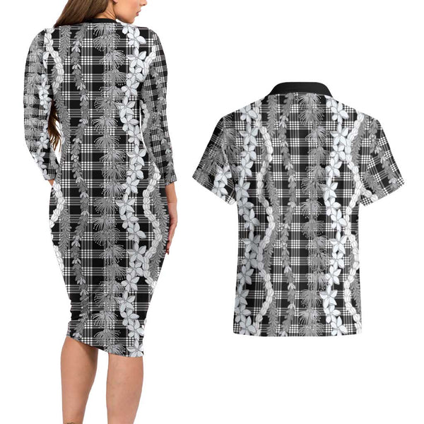 Hawaiian Ohia Lehua Lei Couples Matching Long Sleeve Bodycon Dress and ...
