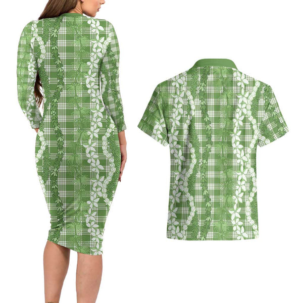 Hawaiian Ohia Lehua Lei Couples Matching Long Sleeve Bodycon Dress and ...