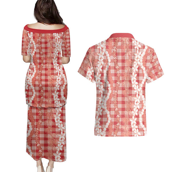 Hawaiian Ohia Lehua Lei Couples Matching Puletasi and Hawaiian Shirt ...