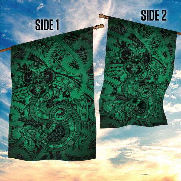 Aotearoa Maori Hei Tiki Garden Flag Kakariki Kowhaiwhai Puhoro Motif LT9