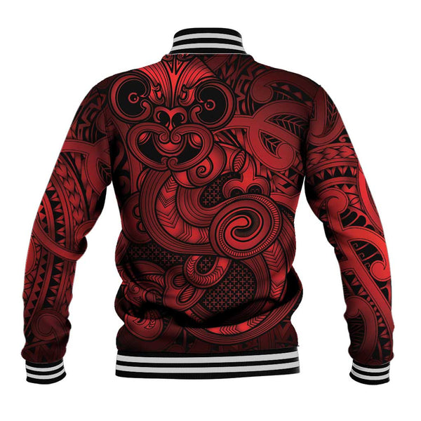 Aotearoa Maori Hei Tiki Baseball Jacket Whero Kowhaiwhai Puhoro Motif LT9