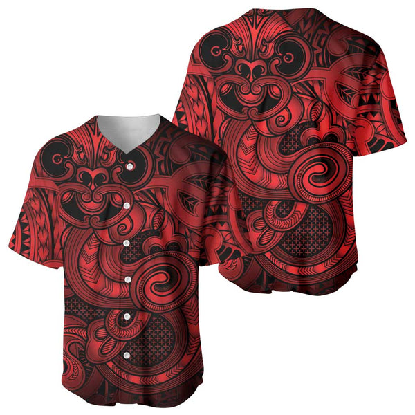 Aotearoa Maori Hei Tiki Baseball Jersey Whero Kowhaiwhai Puhoro Motif LT9