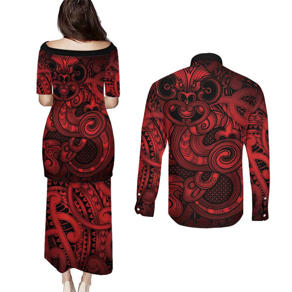 Aotearoa Maori Hei Tiki Couples Matching Puletasi and Long Sleeve ...