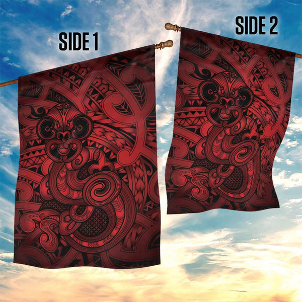 Aotearoa Maori Hei Tiki Garden Flag Whero Kowhaiwhai Puhoro Motif LT9